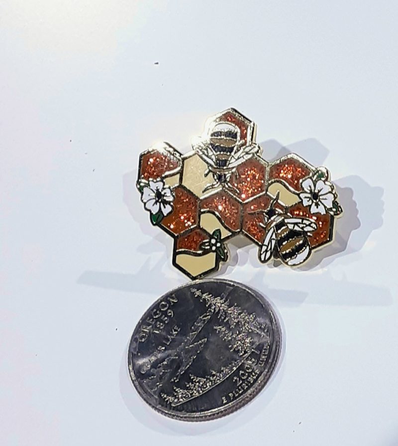 Hibiscus Bees Pin - HappBee Acres Bee Supply