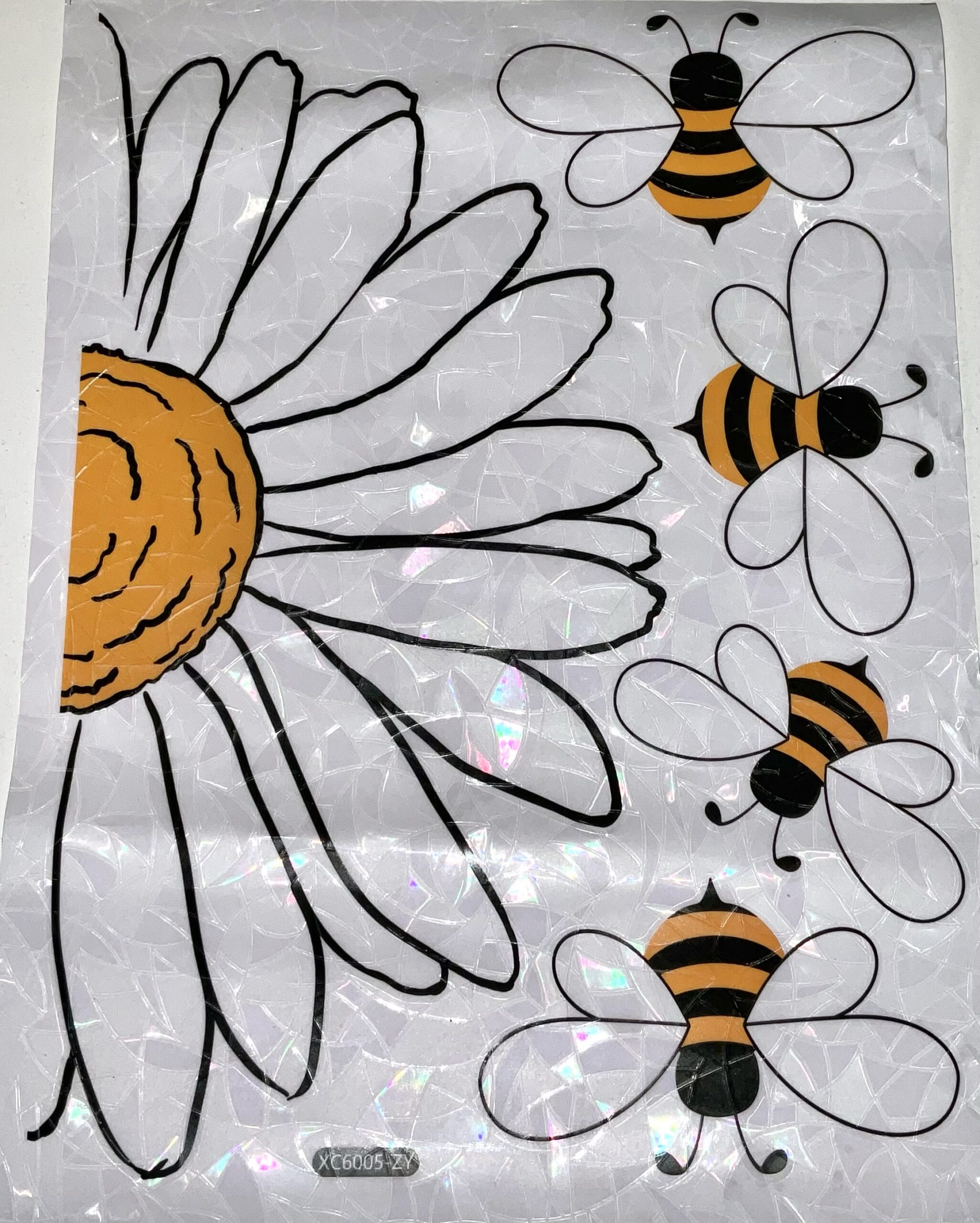 Four Bee & Flower Textured Window Clings - HappBee Acres Bee Supply