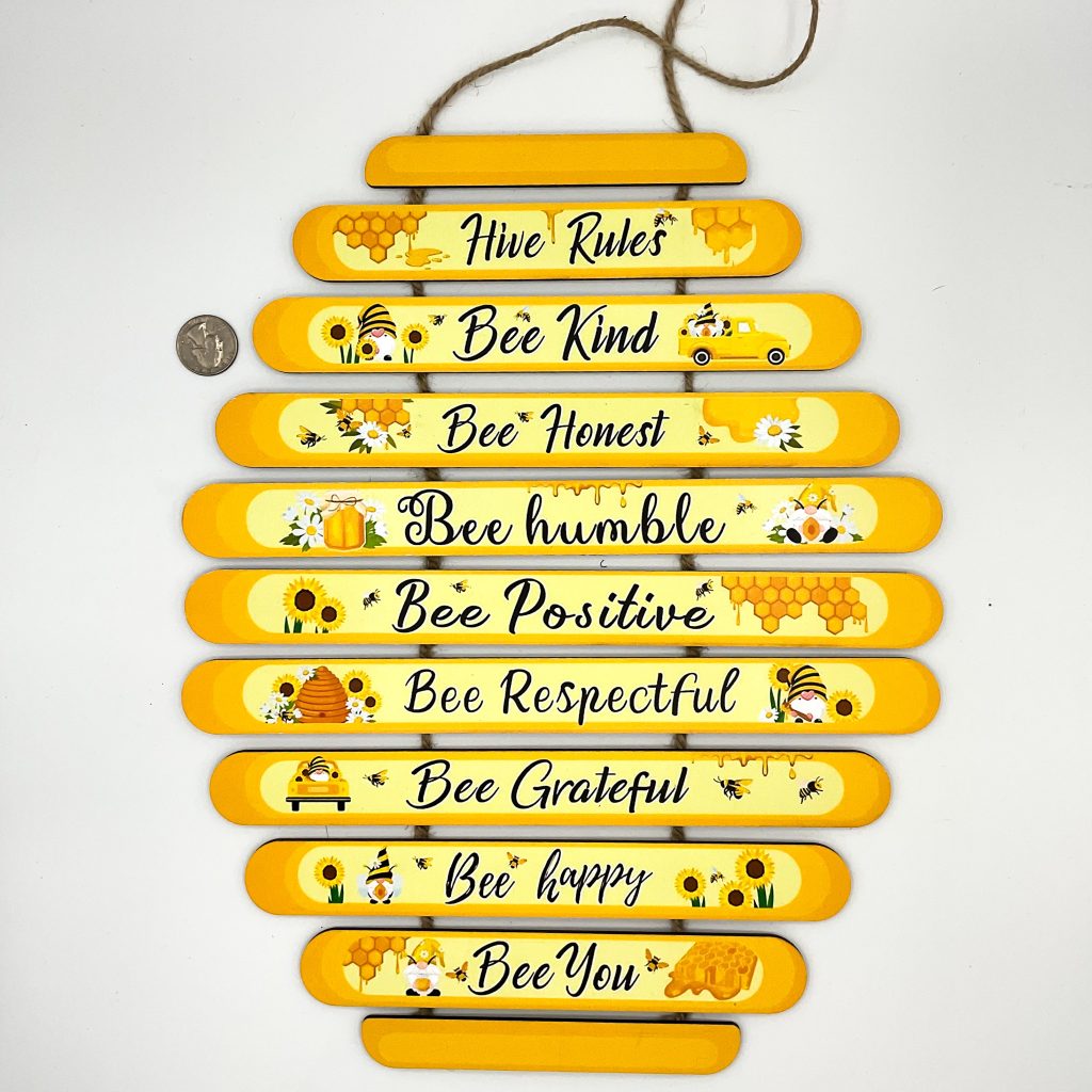 Bee Hive Rules Wooden Sign - HappBee Acres Bee Supply