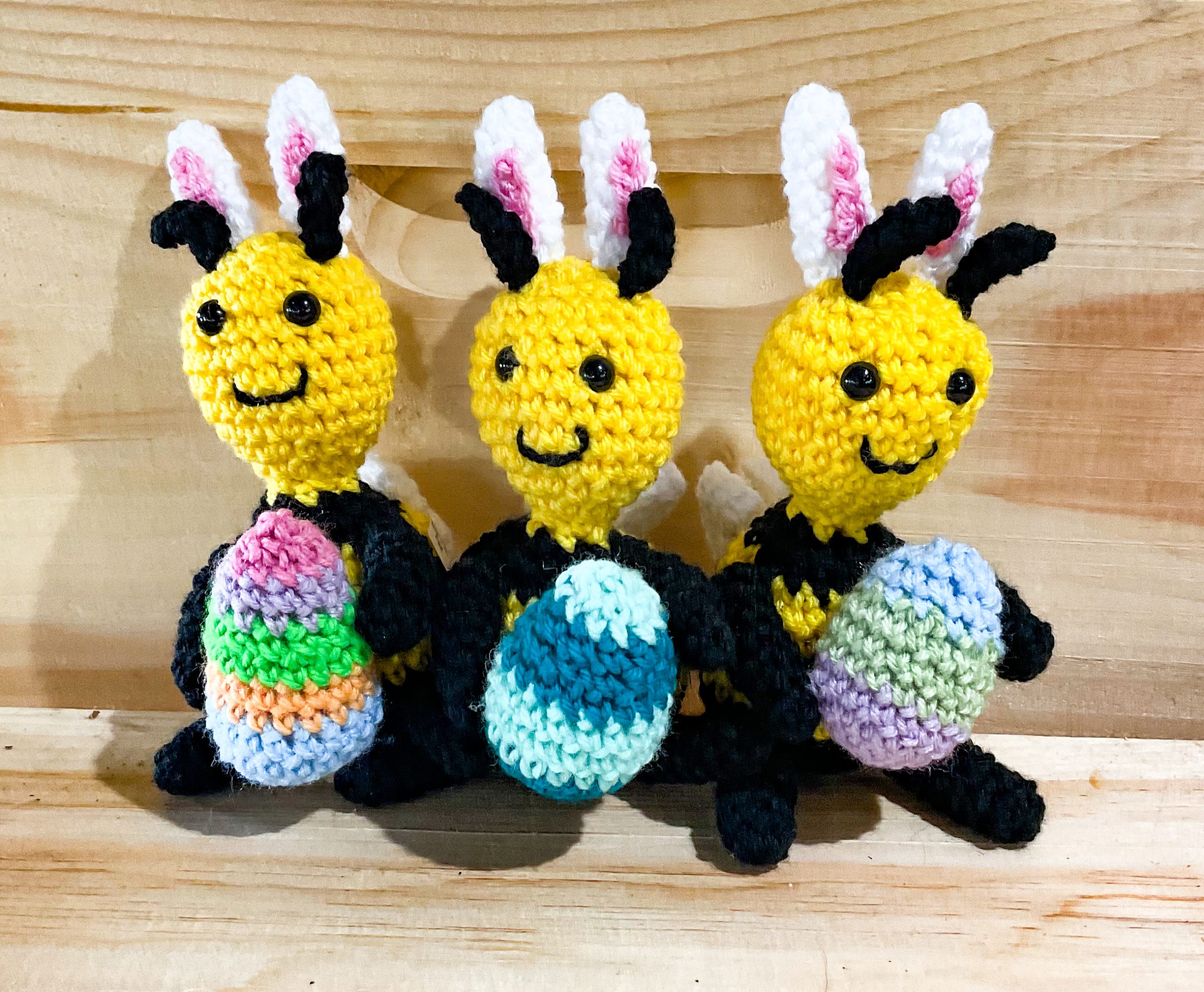 Crochet Bun-Bees : Bunny Bees with Eggs Handmade - HappBee Acres Bee Supply