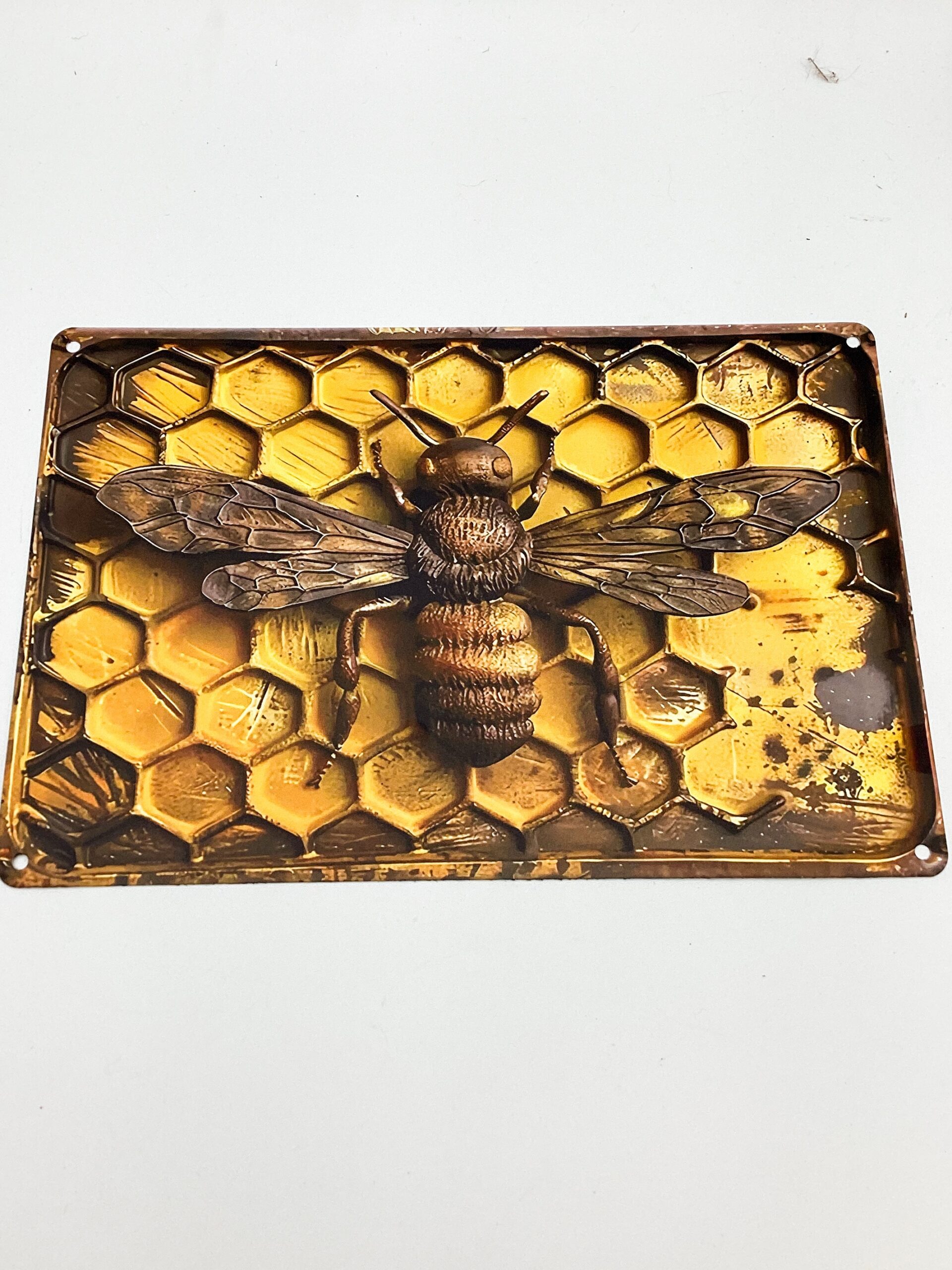 Rustic Bee Metal Sign - HappBee Acres Bee Supply